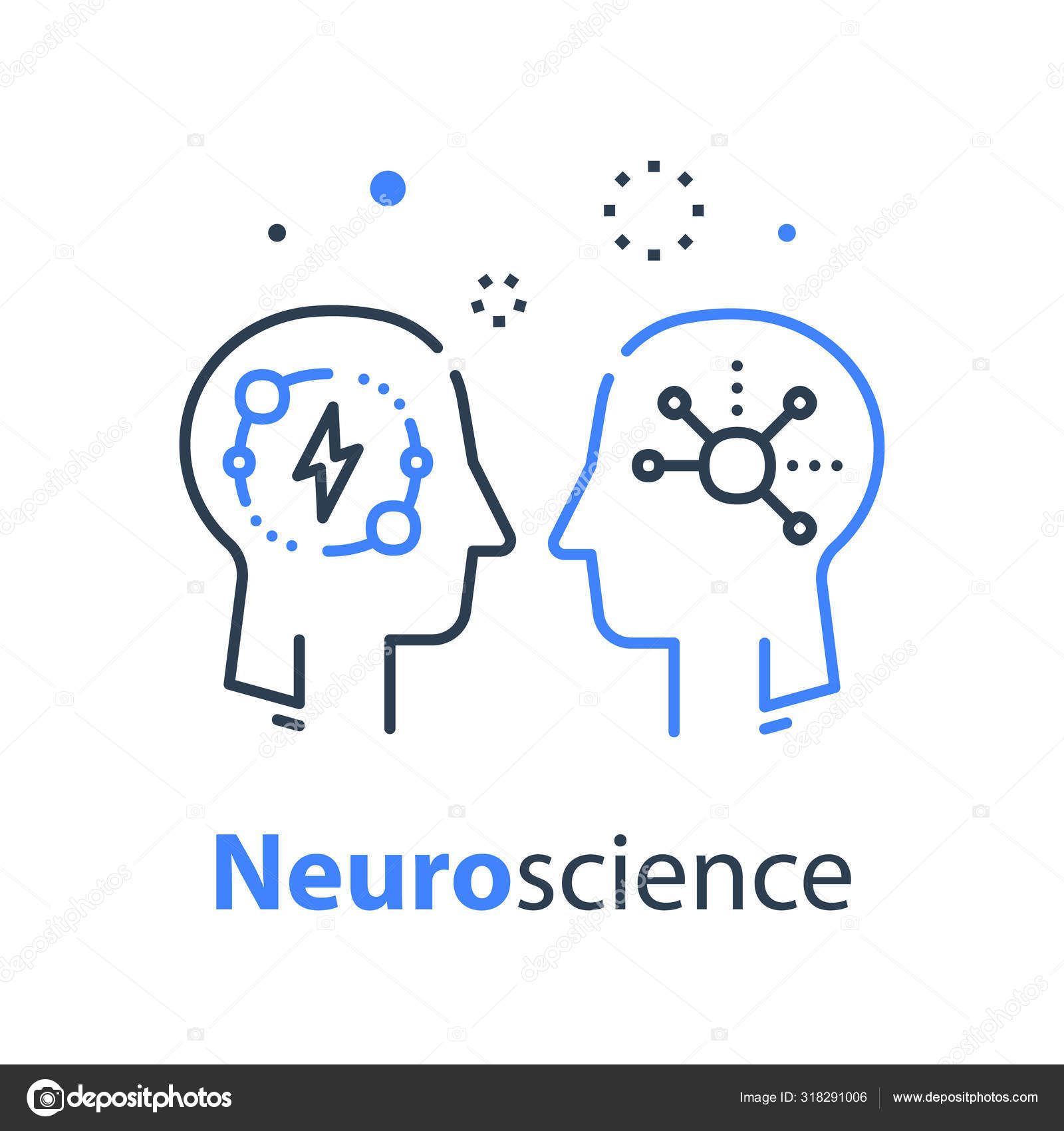 Human head profile, cognitive psychology or psychotherapy, neurology ...