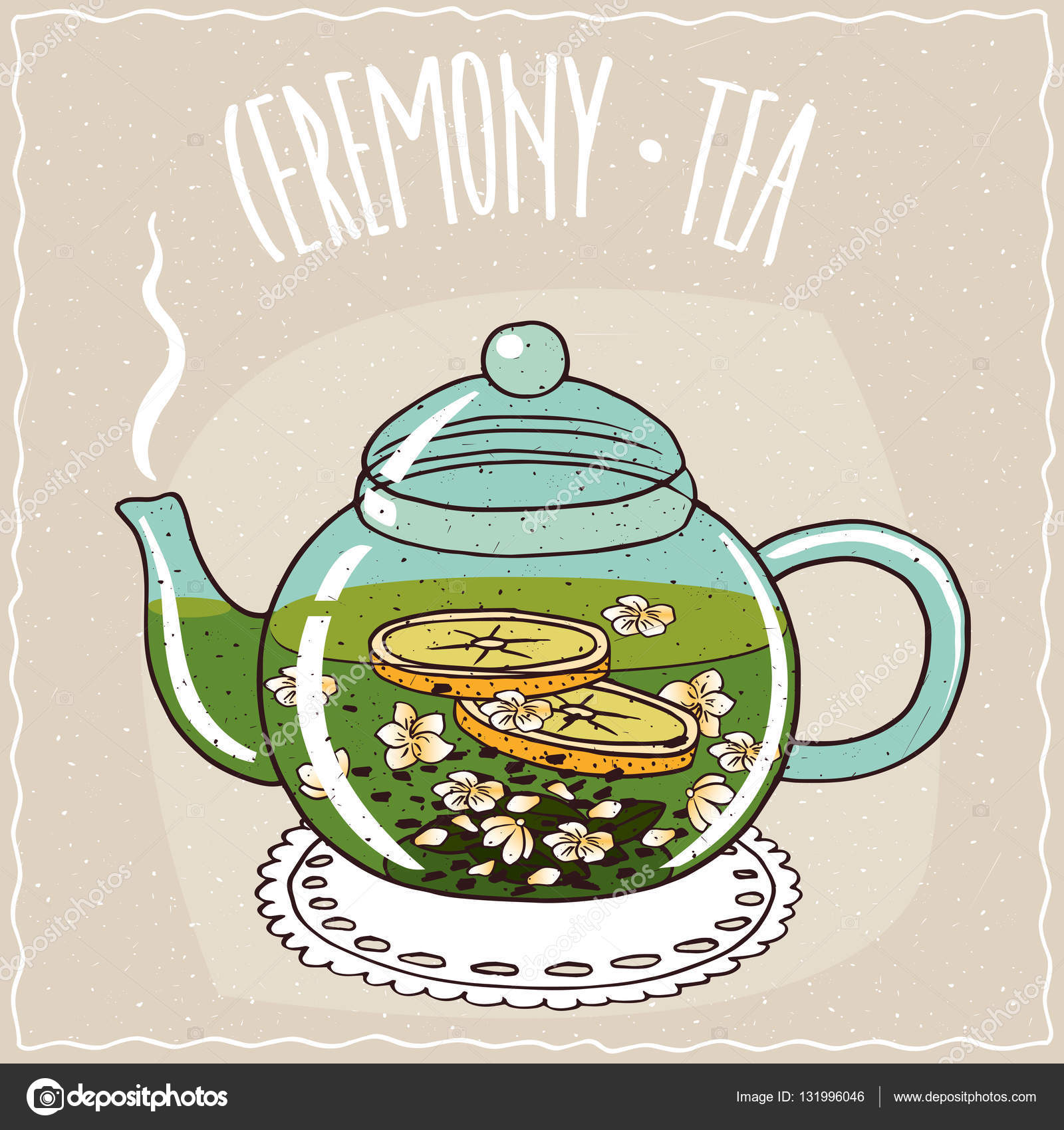 Glass teapot with tea with jasmine Stock Vector Image by ©ariadnaS ...