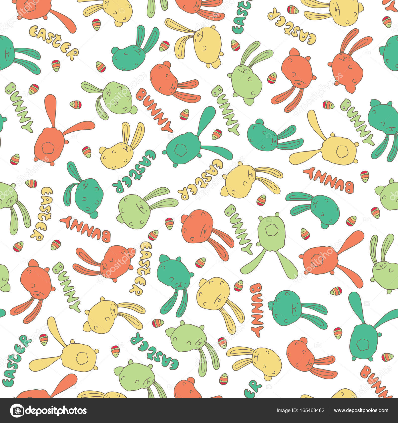 Pattern with cute bunny or rabbit in white color Stock Vector Image by ...