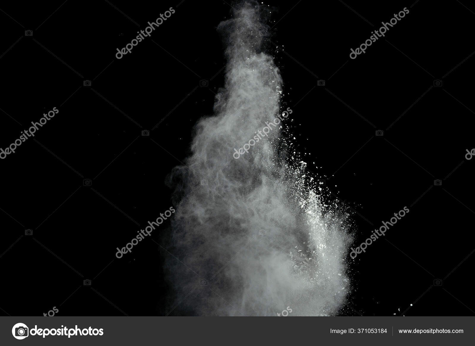 White Powder Explosion Isolated Black Background — Stock Photo ...