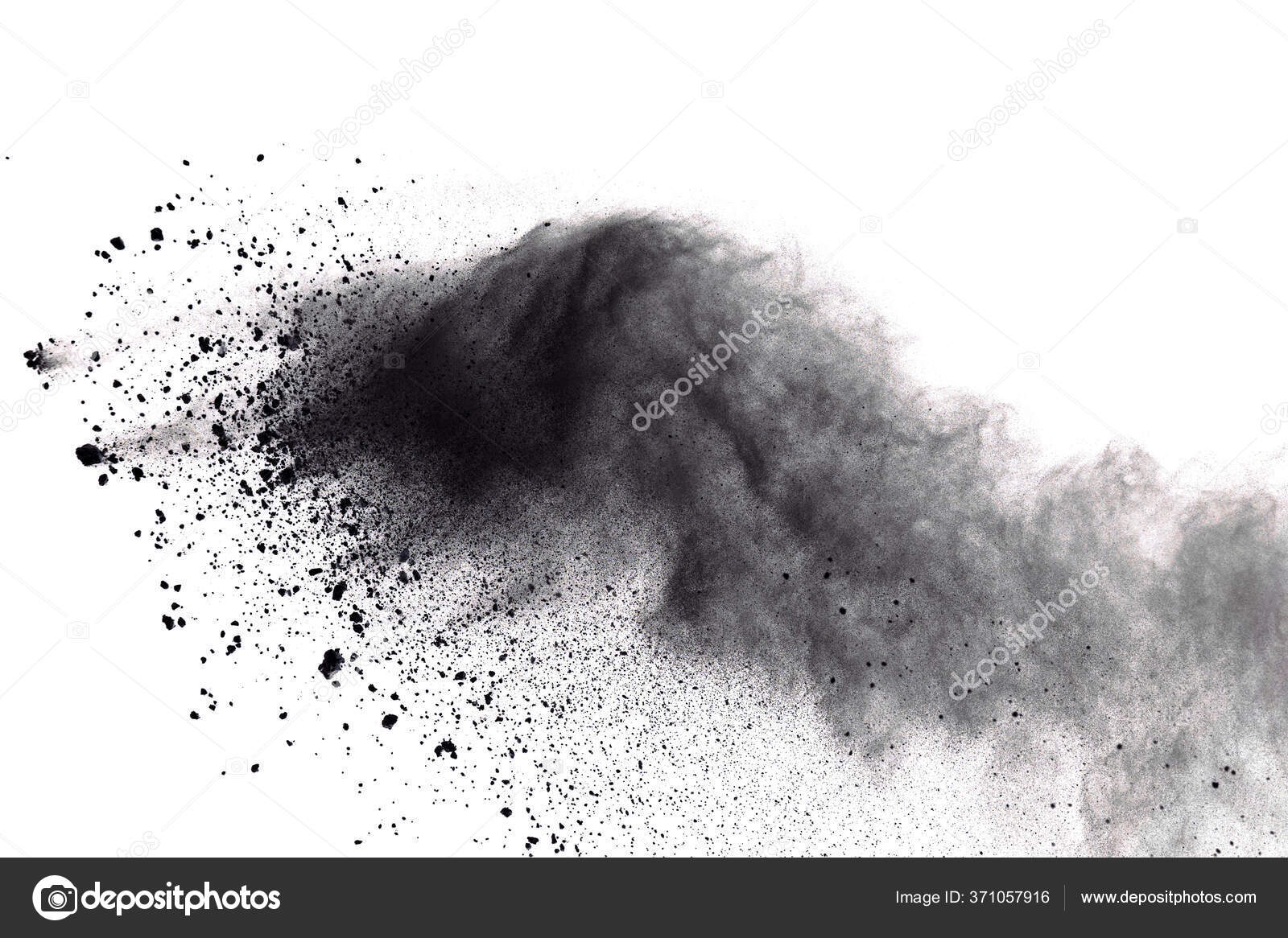 Black Powder Explosion Closeup Black Dust Particles Explode Isolated ...