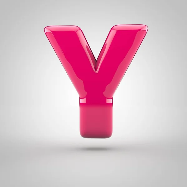 Pink letter Y uppercase filled with soft light isolated on white ...