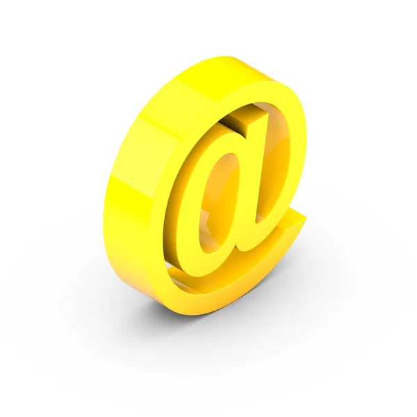 AT symbol on white background. Golden 3D sign with gloss metal texture ...