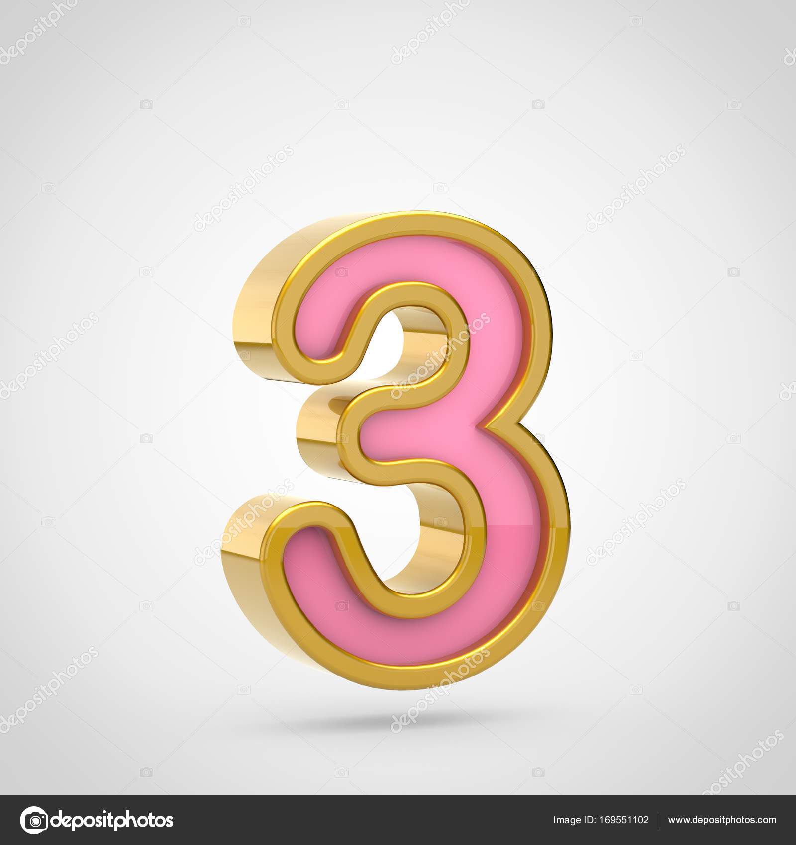 Rosa número 3 con contorno dorado Ilustración de stock #169551102 de ...