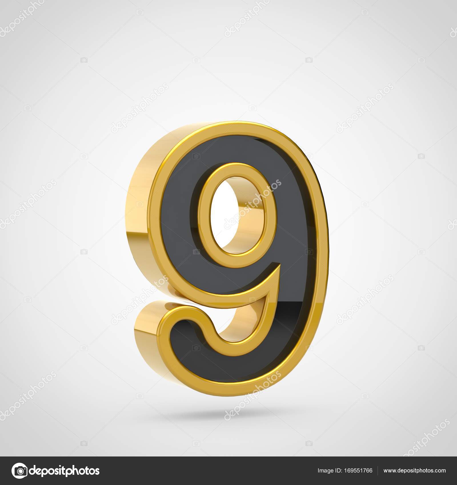 Black number 9 with golden outline Stock Photo by ©whitebarbie 169551766