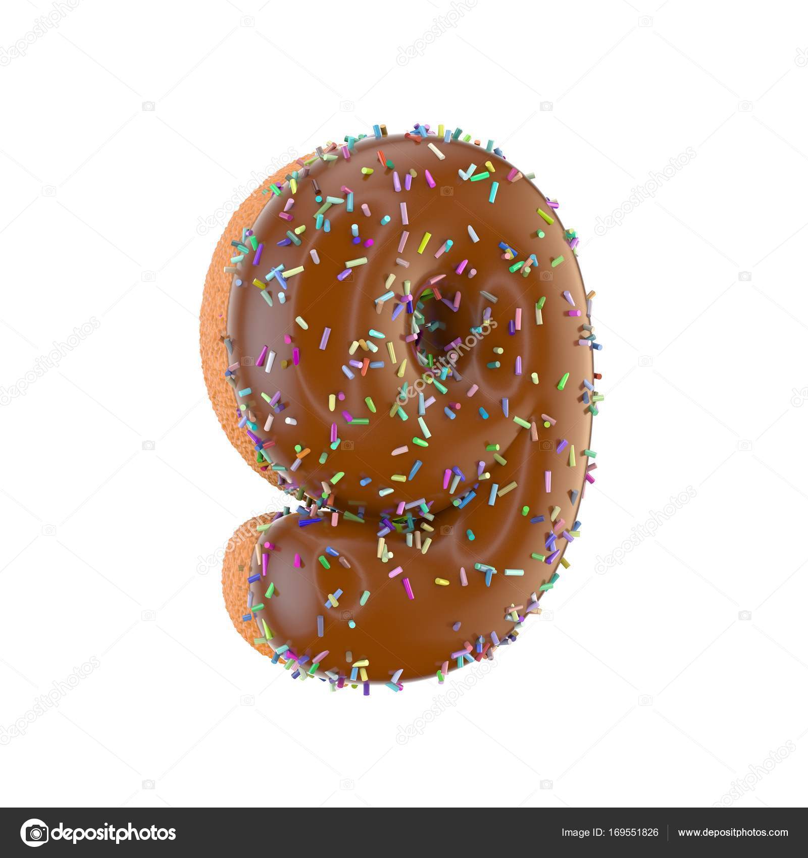 Donut number 9 with chocolate glaze Stock Photo by ©whitebarbie 169551826
