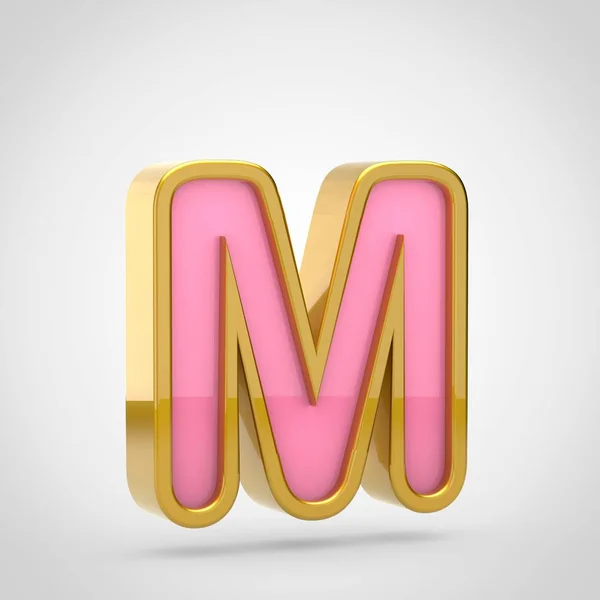 Render Pink Font Golden Outline White Background Uppercase Letter Stock ...