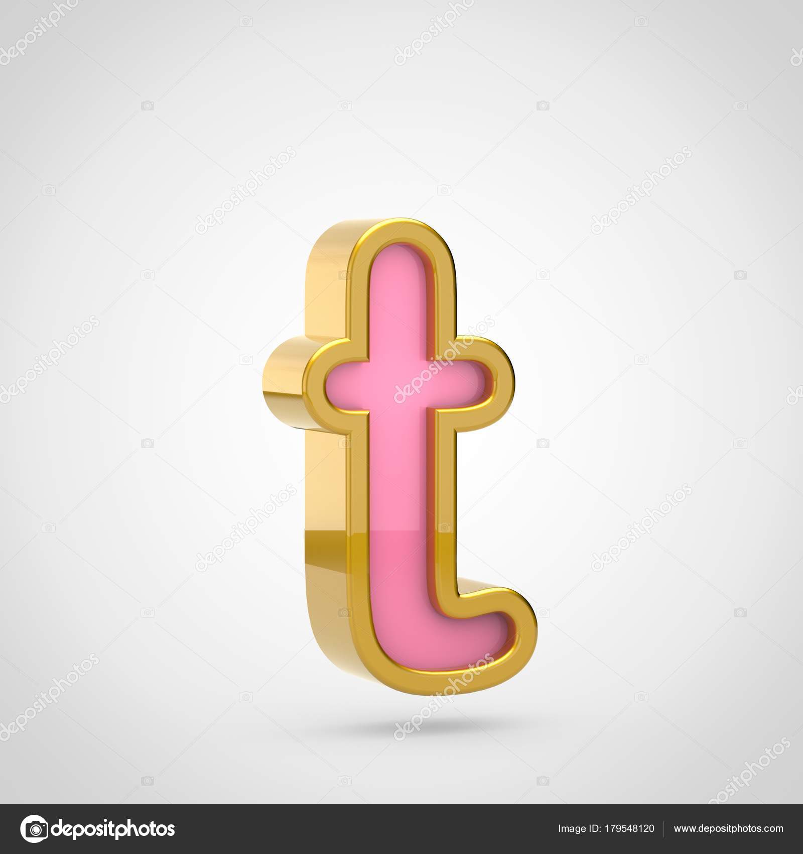 Render Fuente Rosa Con Contorno Dorado Sobre Fondo Blanco Letra — Foto ...