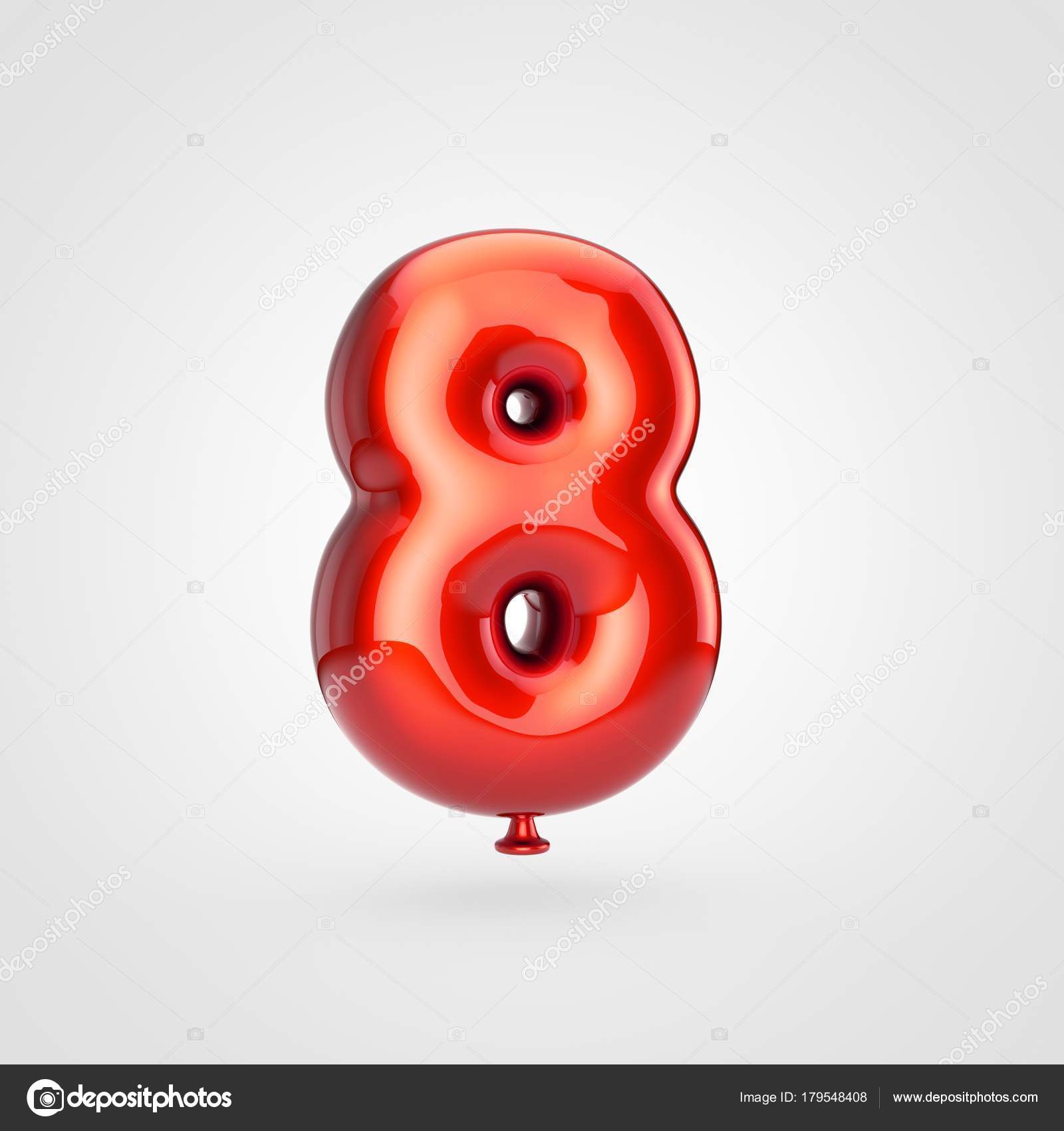 Render Glossy Red Inflated Font Glint White Background Balloon Design ...