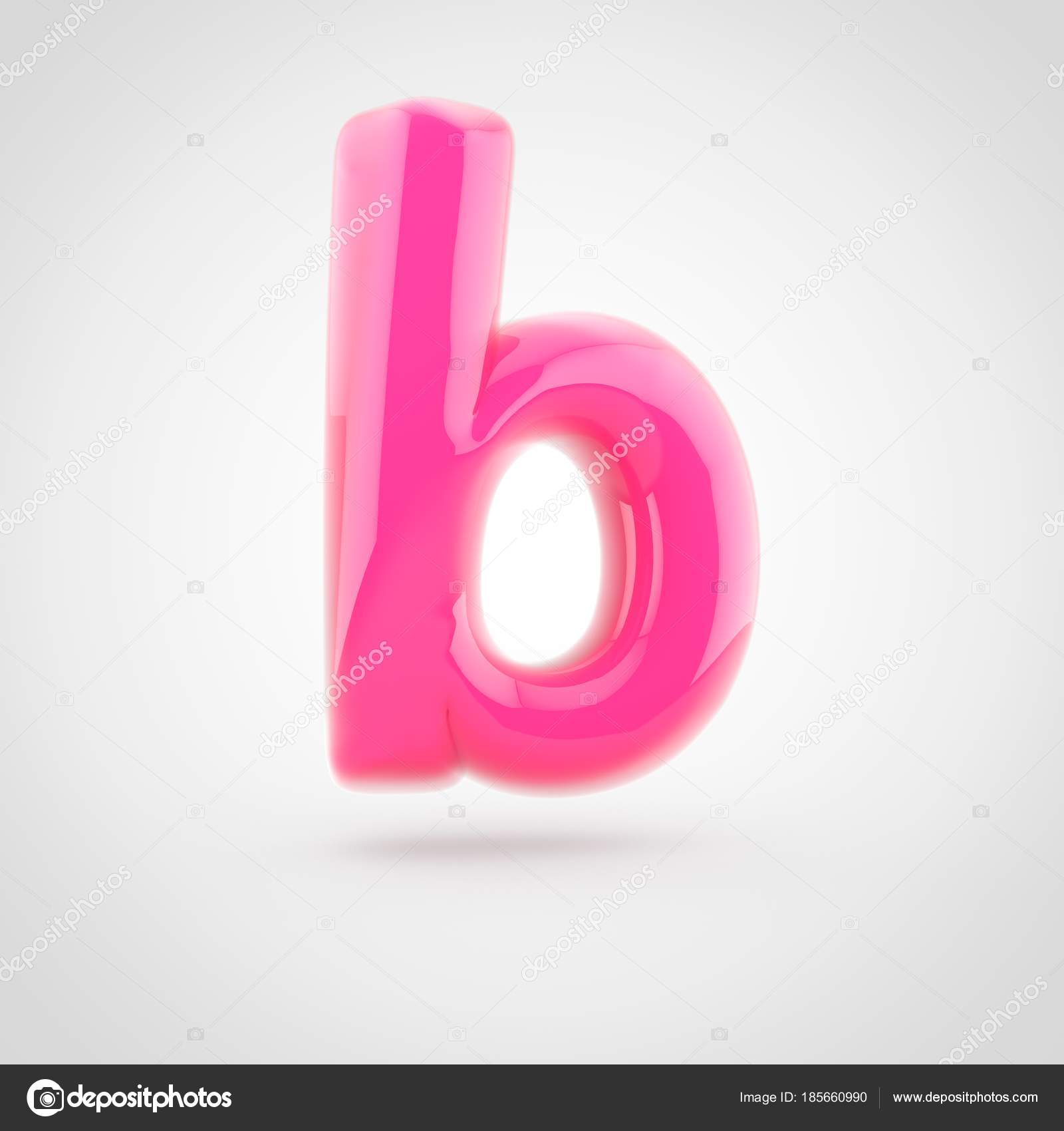 Letra rosa B minúscula llena de luz suave aislada sobre fondo blanco ...