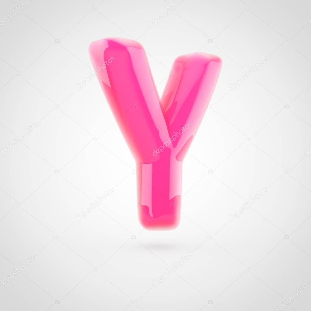 Pink letter Y uppercase filled with soft light isolated on white ...