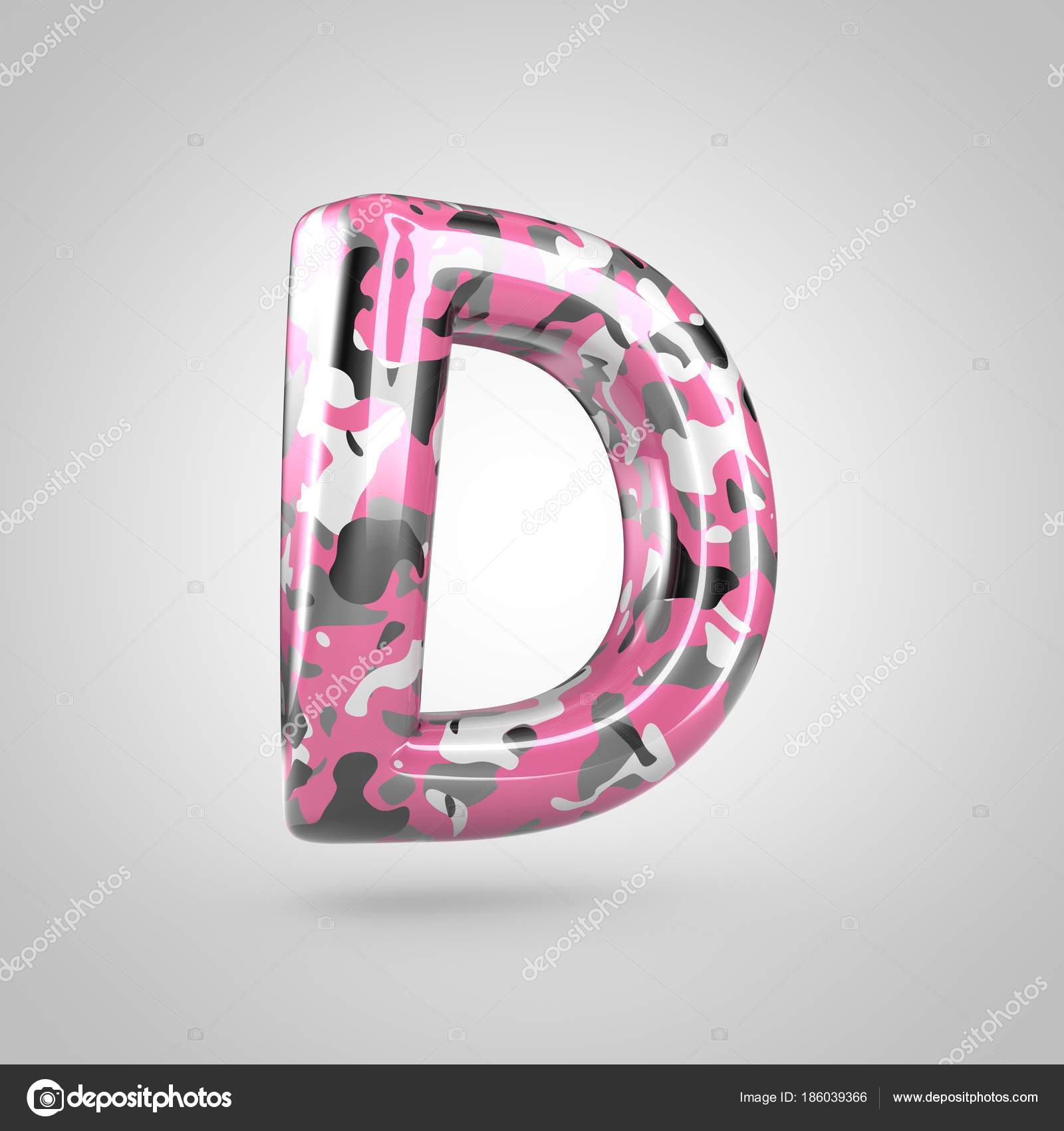 Pink Camouflage Letter Uppercase Render Isolated White Background ...