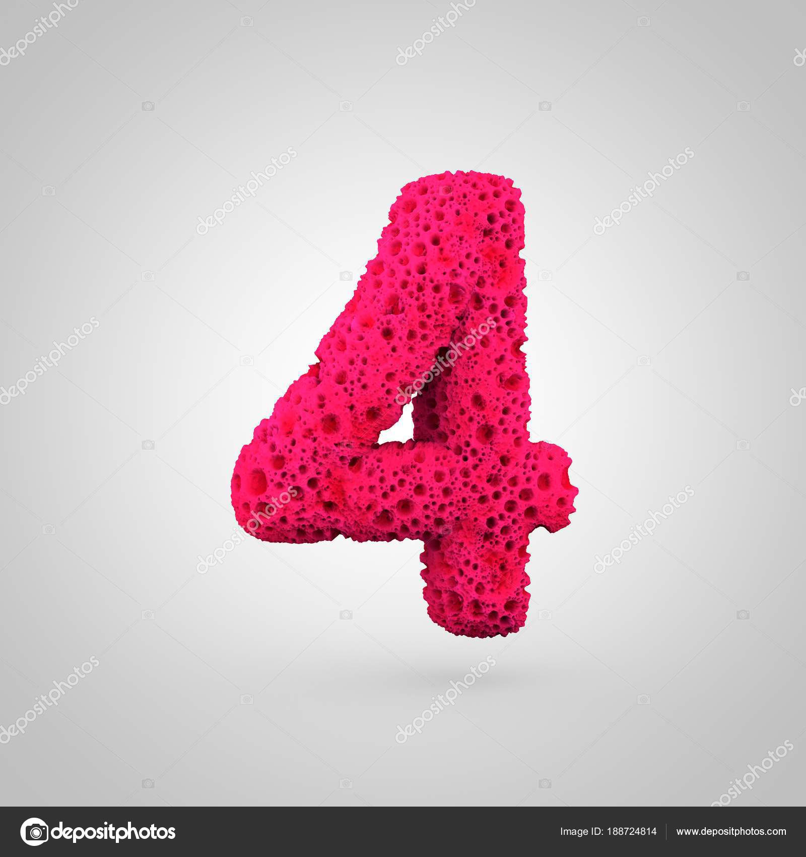 Sponge Number Rendering Pink Sponge Font Isolated White Background ...