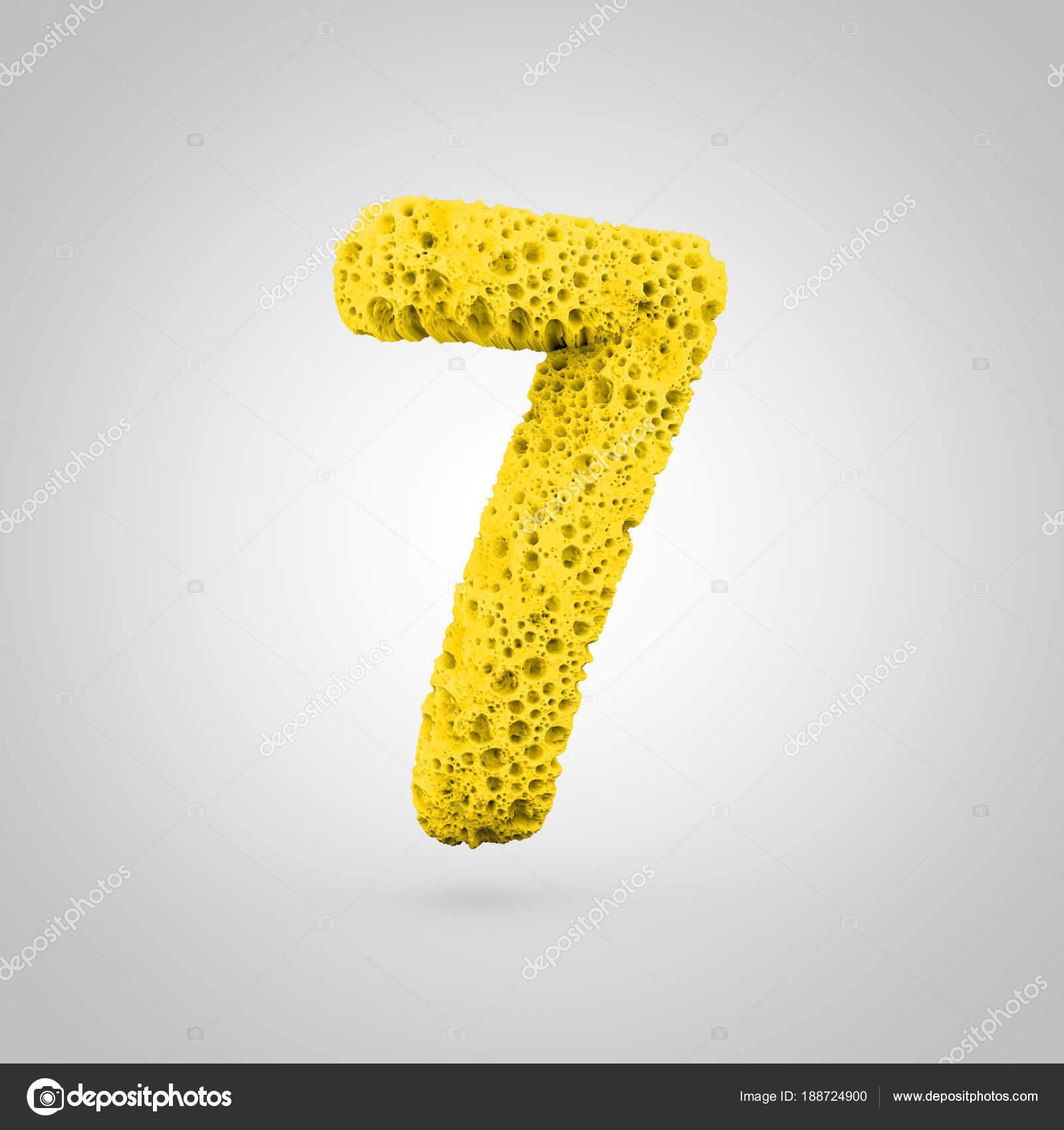 Sponge Number Rendering Yellow Sponge Font Isolated White Background ...