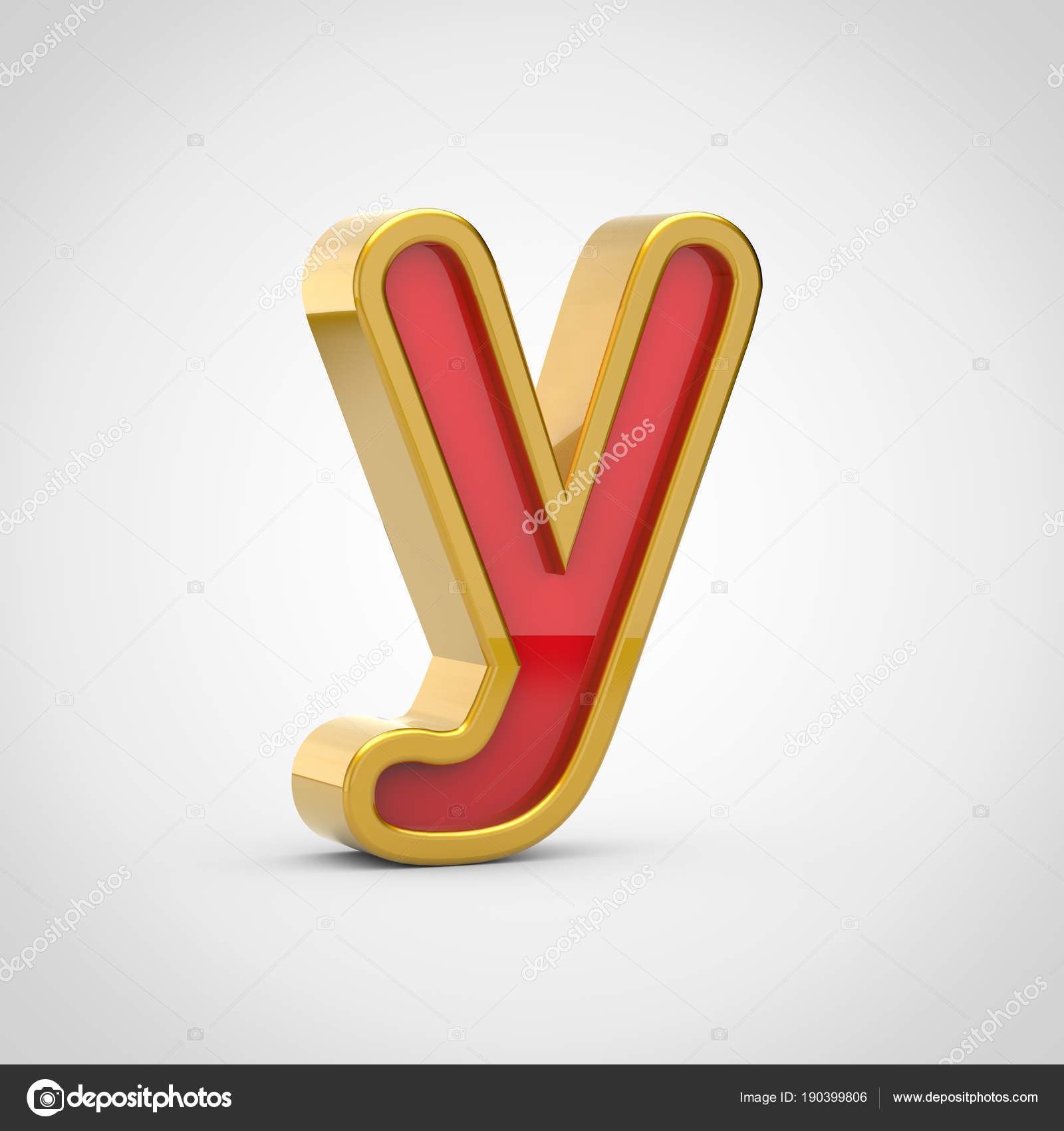 Glossy Letter Lowercase Render Red Font Golden Outline Isolated White ...