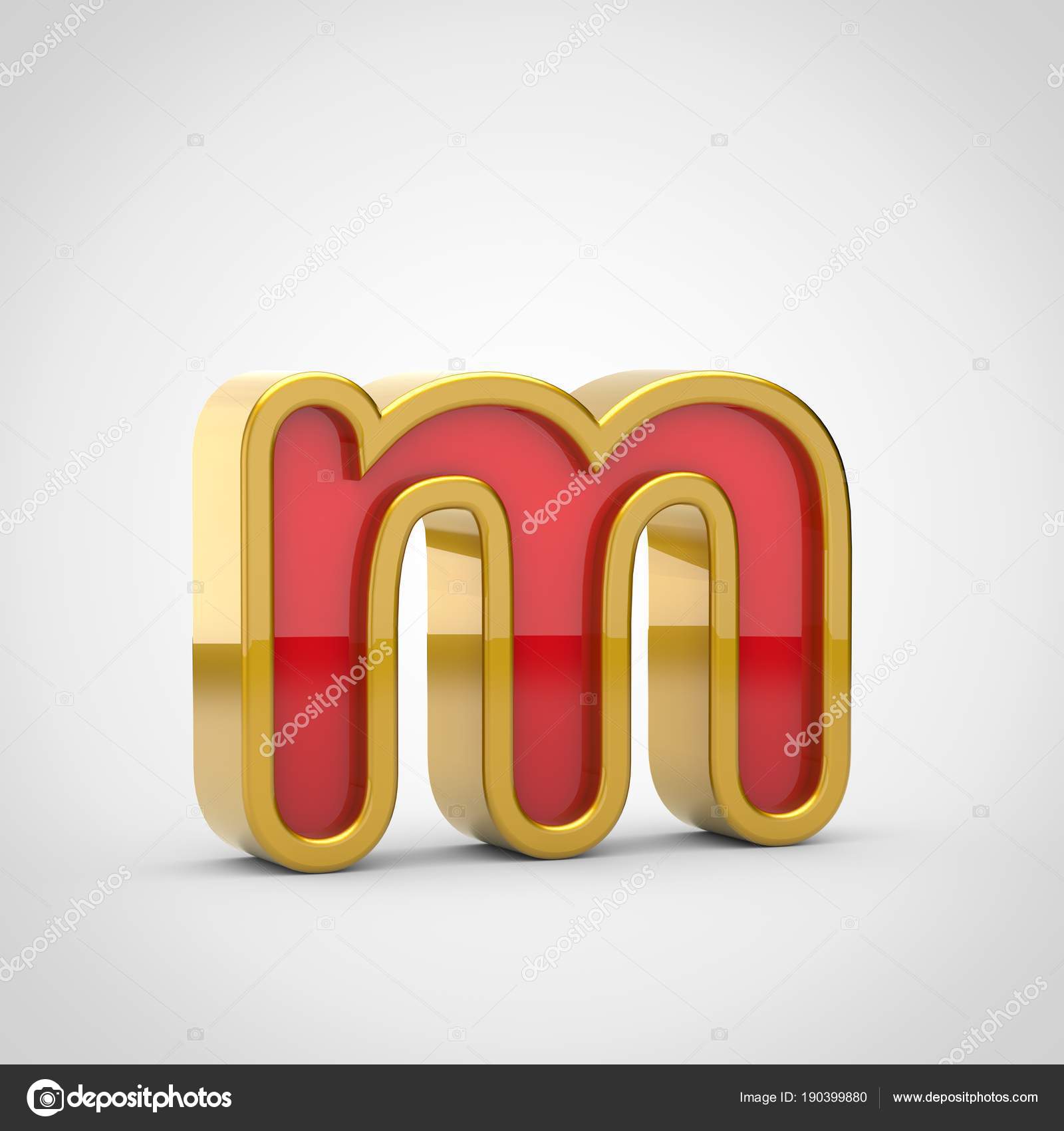Glossy Letter Lowercase Render Red Font Golden Outline Isolated White ...