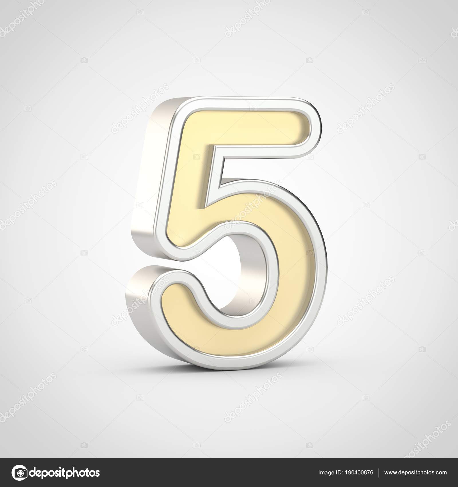 Glossy Letter Number Render Gold Font Silver Outline Isolated White ...