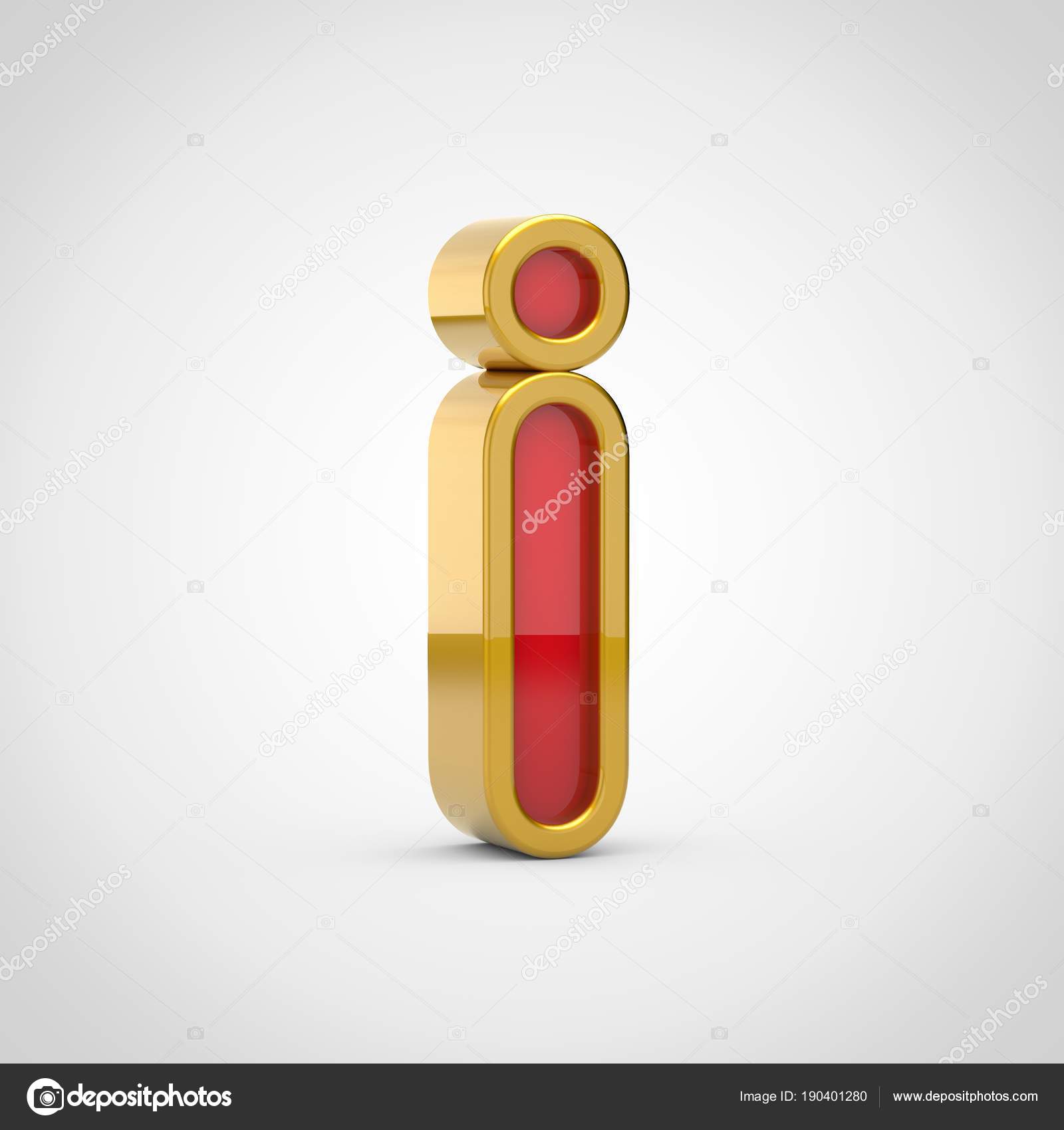 Glossy Letter Lowercase Render Red Font Golden Outline Isolated White ...