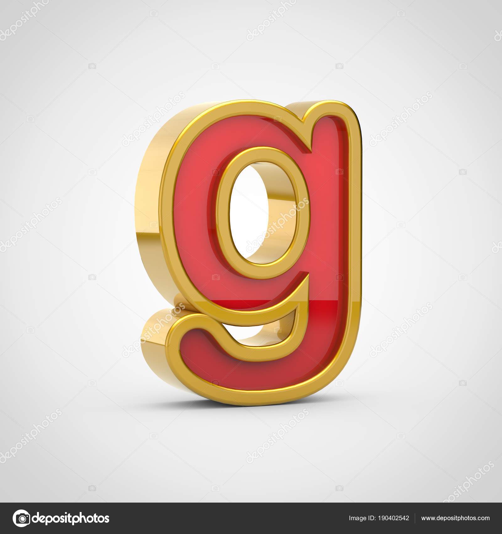 Gloosy Letter Lowercase Render Red Font Golden Outline Isolated White ...