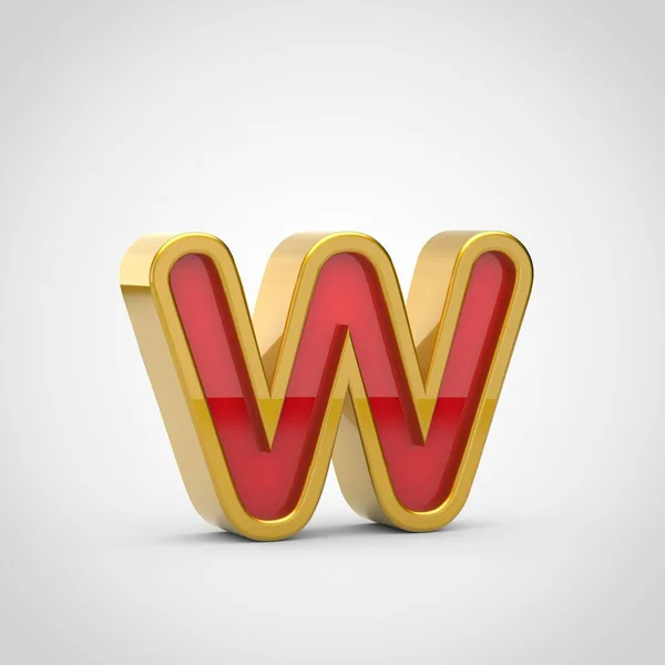 Glossy Letter Lowercase Render Red Font Golden Outline Isolated White ...