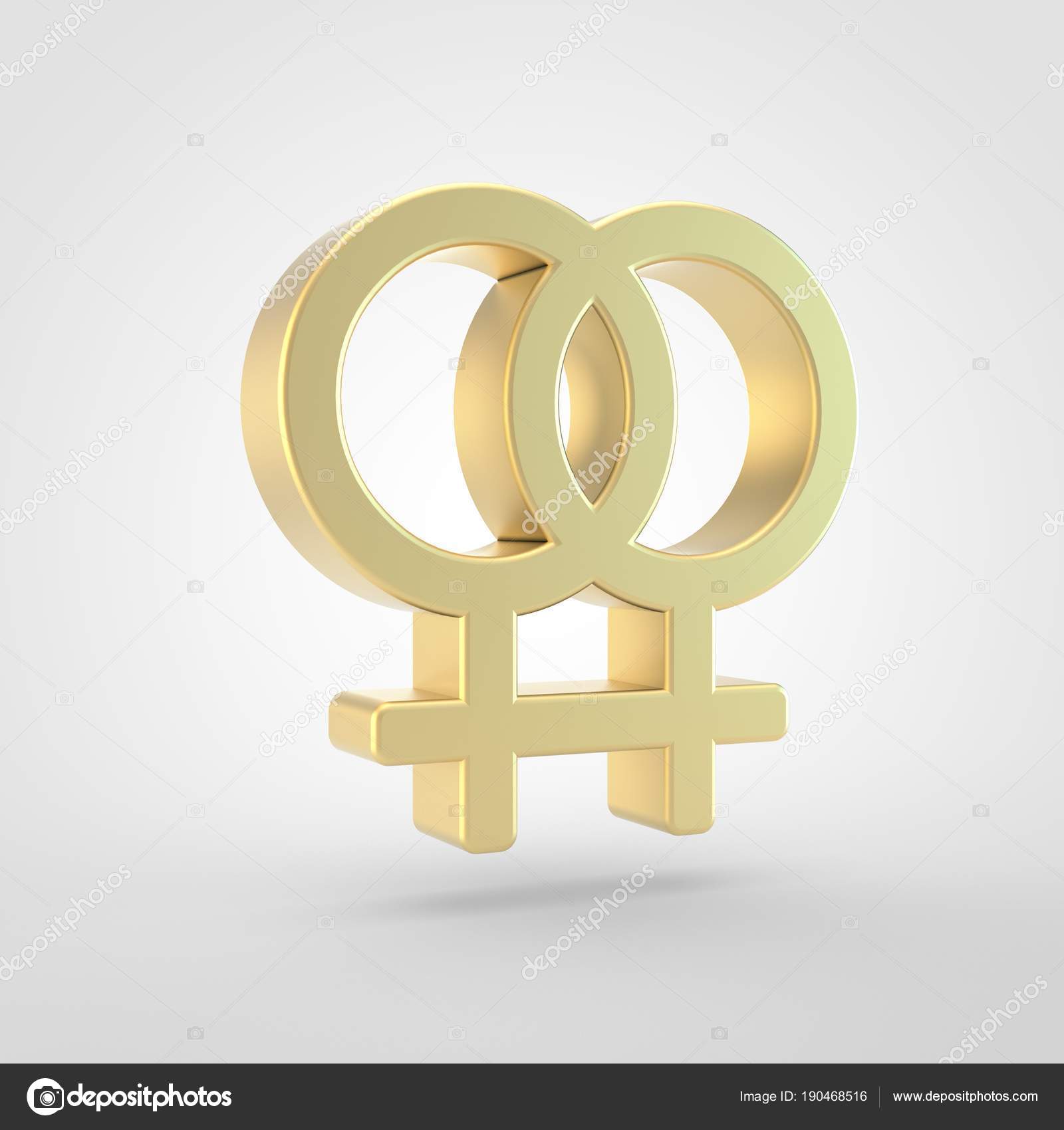 Venus Double Icon Render Golden Venus Double Symbol Isolated White ...