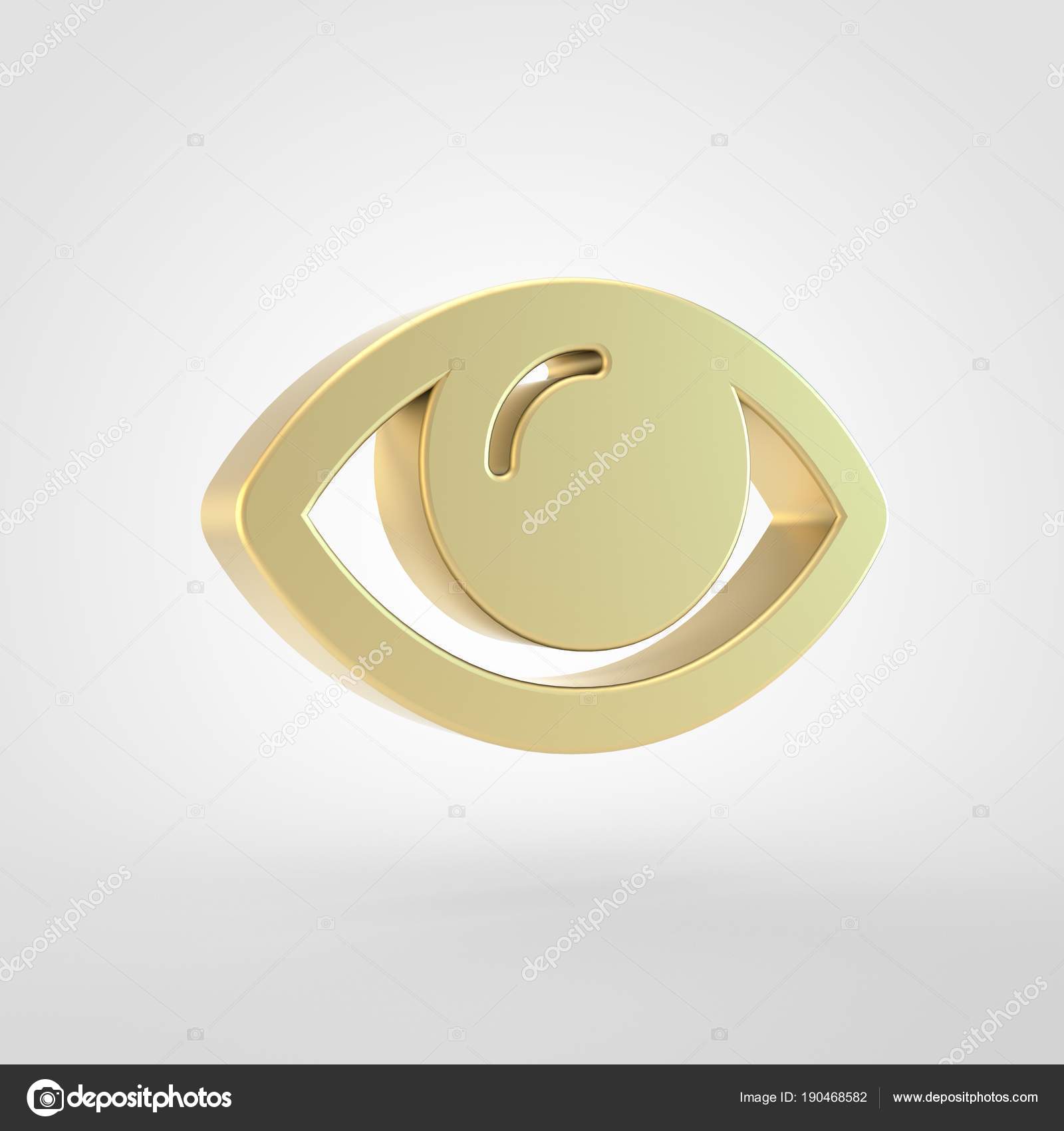 Eye Icon Render Golden Eye Symbol Isolated White Background Stock Photo ...