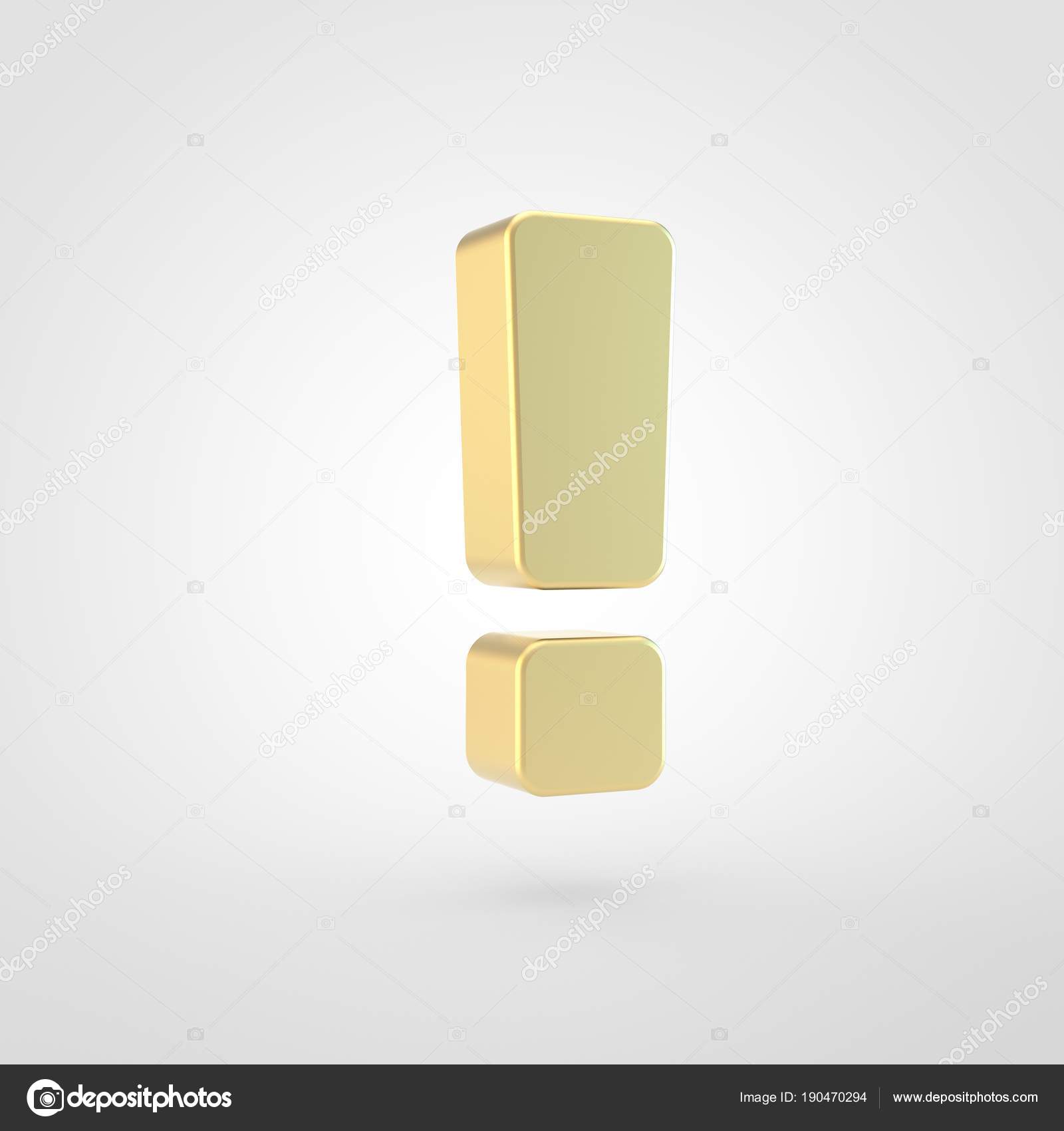 Utropstecknet Render Gyllene Utropstecken Symbol Isolerad Vit Bakgrund ...