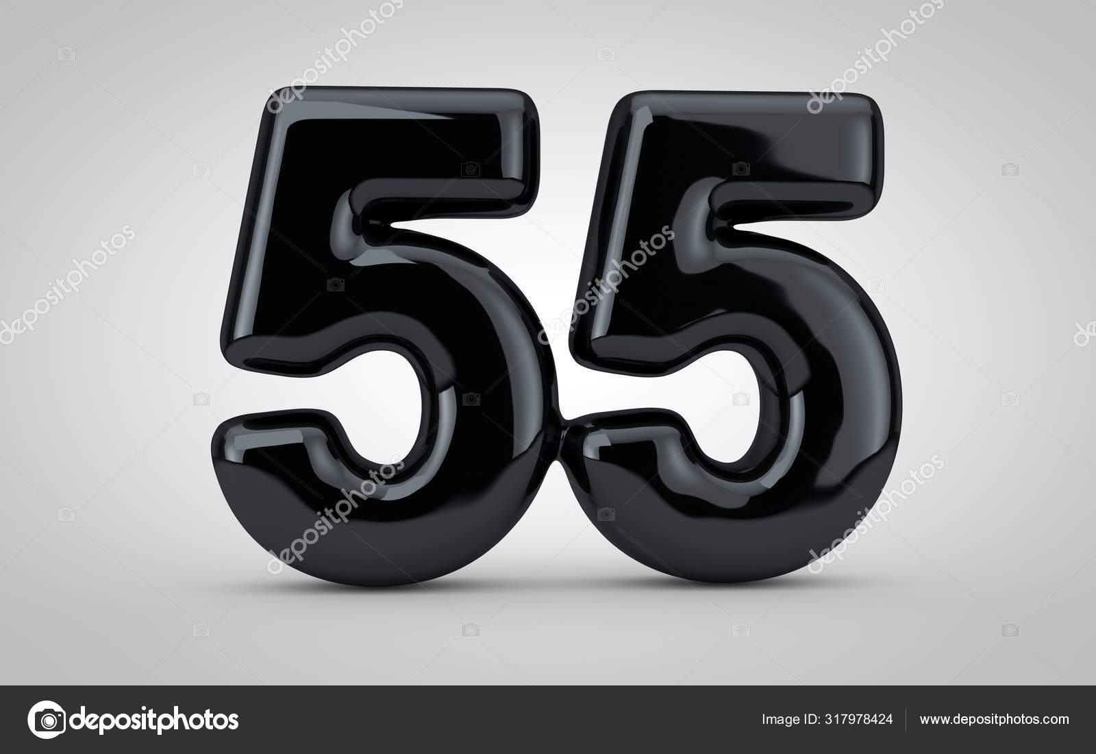 Black glossy balloon number 55 isolated on white background. Stock ...