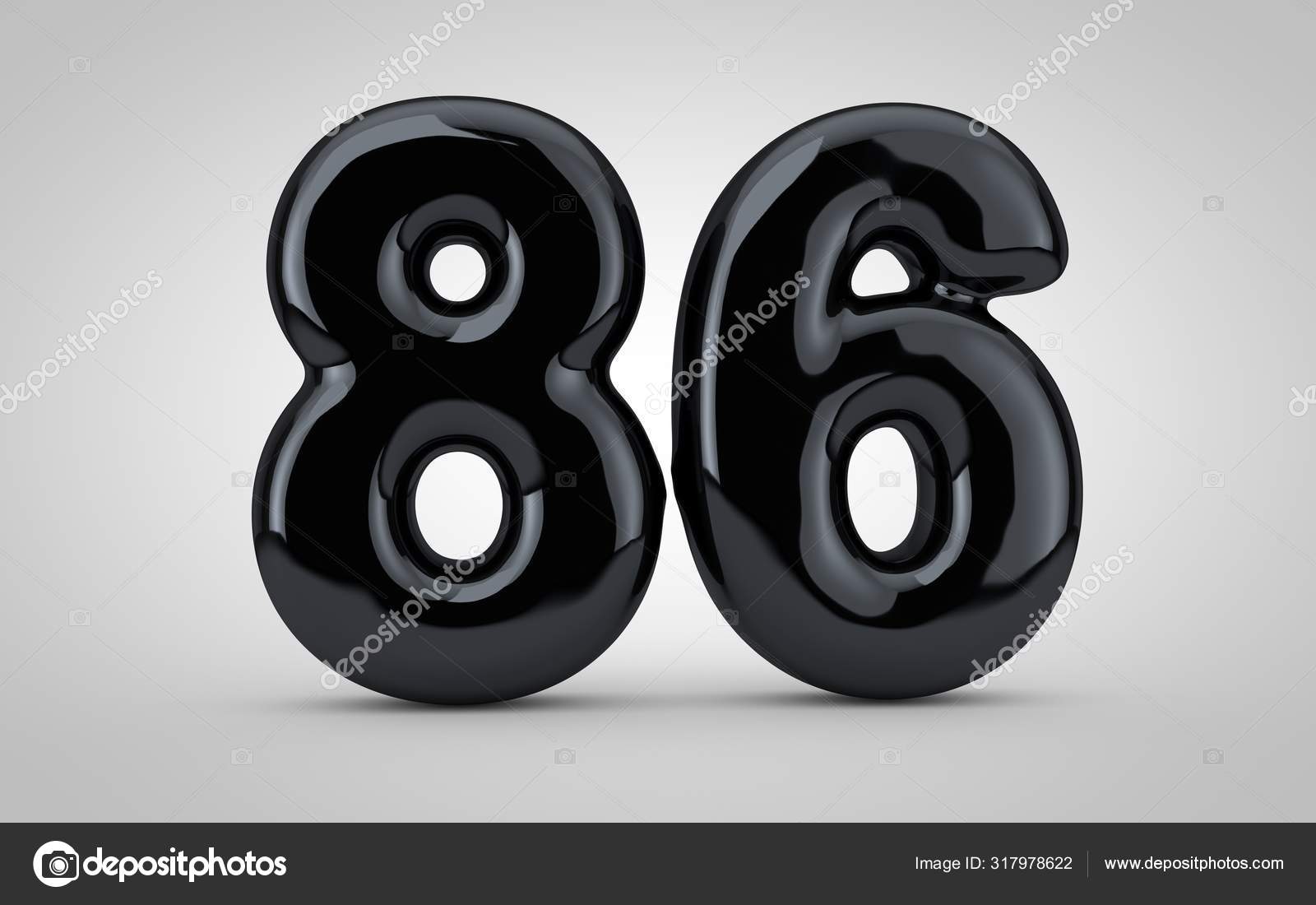 Black glossy balloon number 86 isolated on white background. Stock ...