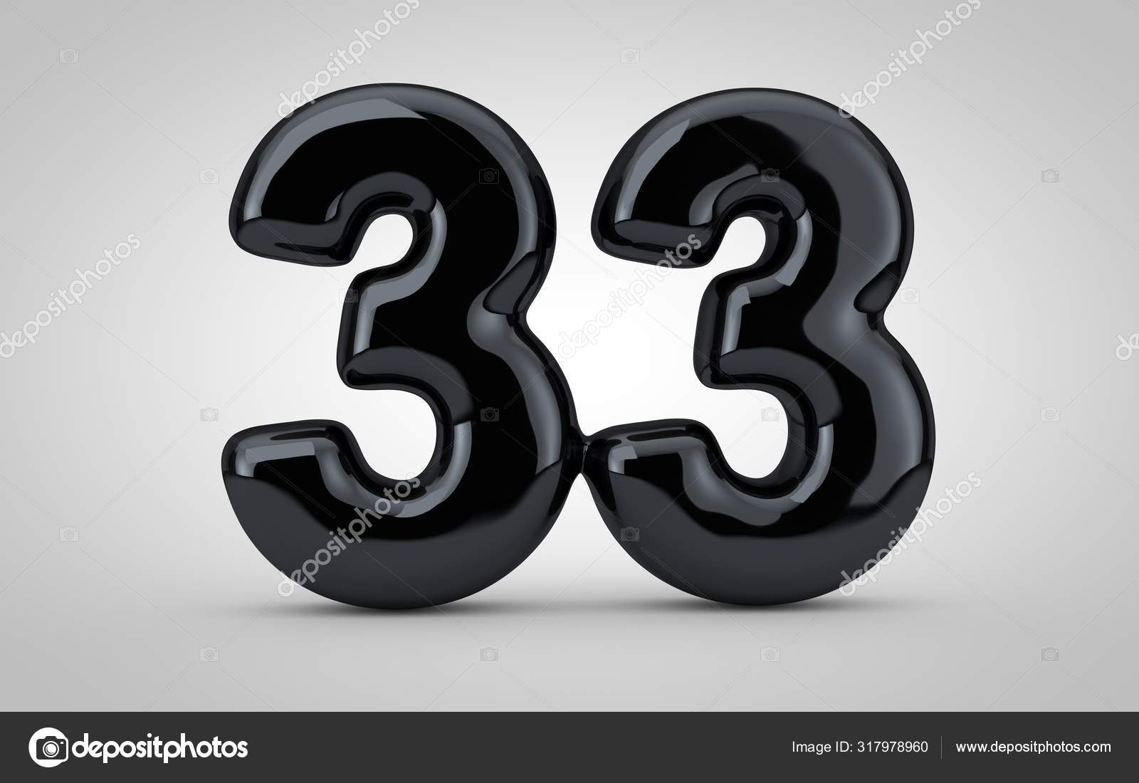 Black glossy balloon number 33 isolated on white background. Stock ...