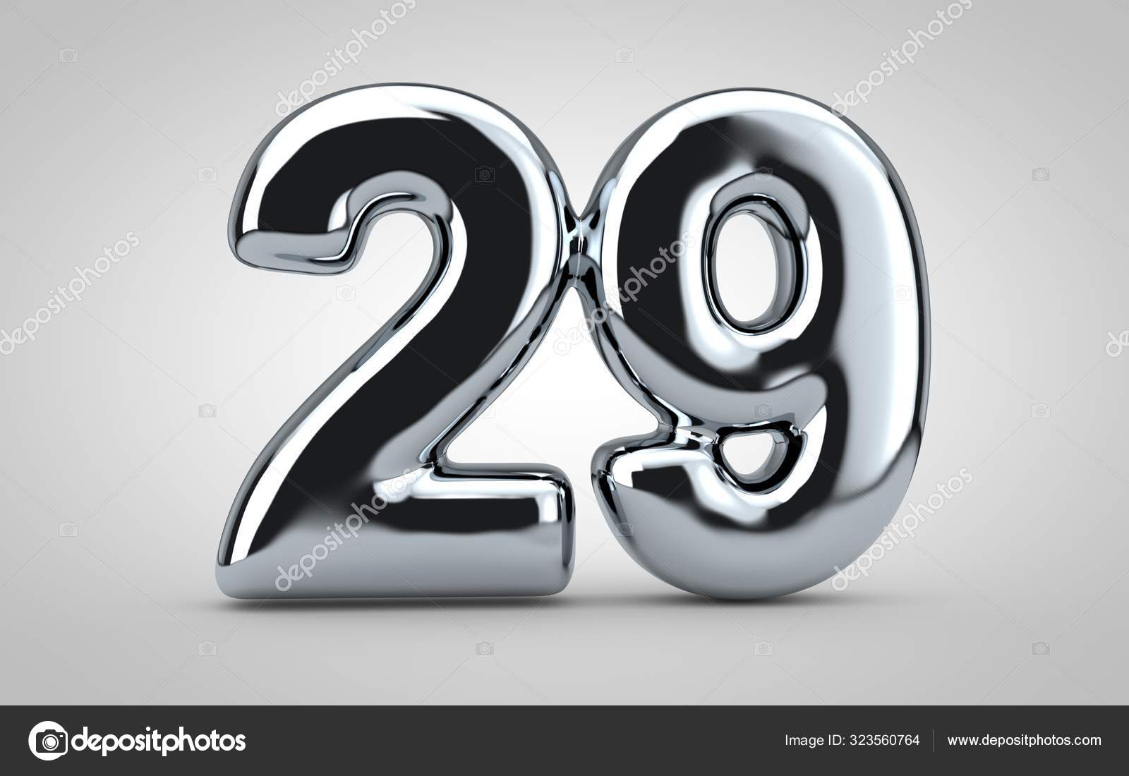 Chrome Balloon Number Isolated White Background Rendered Illustration ...