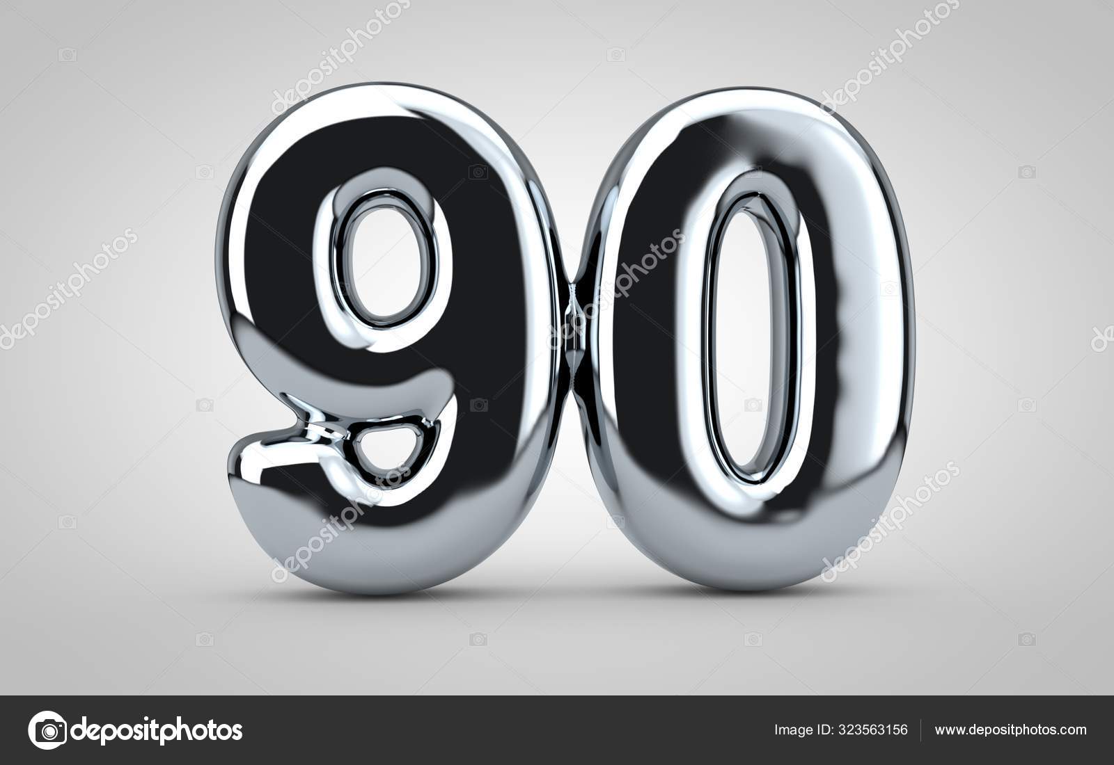 Chrome Balloon Number Isolated White Background Rendered Illustration ...