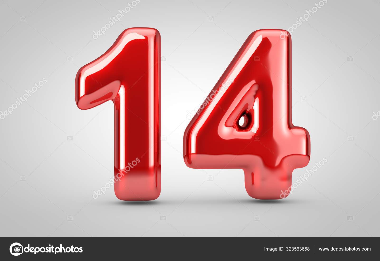 Red Glossy Balloon Number Isolated White Background Rendered ...