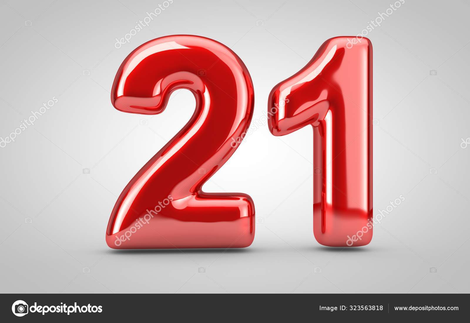 Red Glossy Balloon Number Isolated White Background Rendered ...