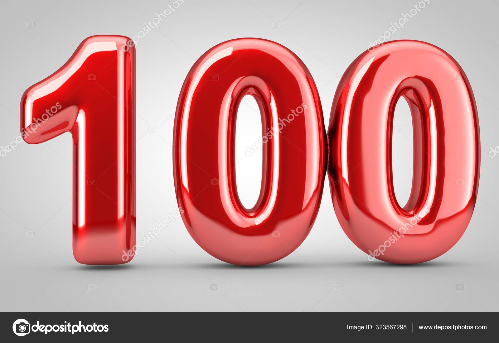 Red glossy balloon number 100 isolated on white background. Stock Photo ...