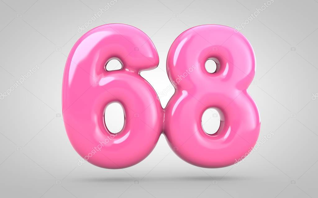 Bubble Gum número 68 aislado sobre fondo blanco. Ilustración 3D ...