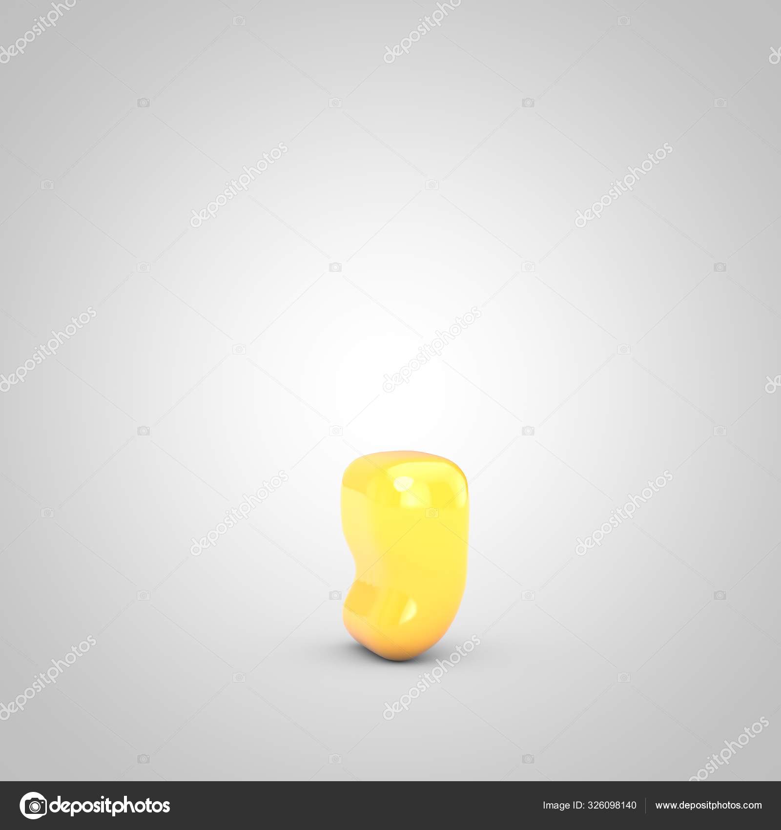 Yellow Fruit Bubble Gum Coma Symbol Isolated White Background Rendered ...
