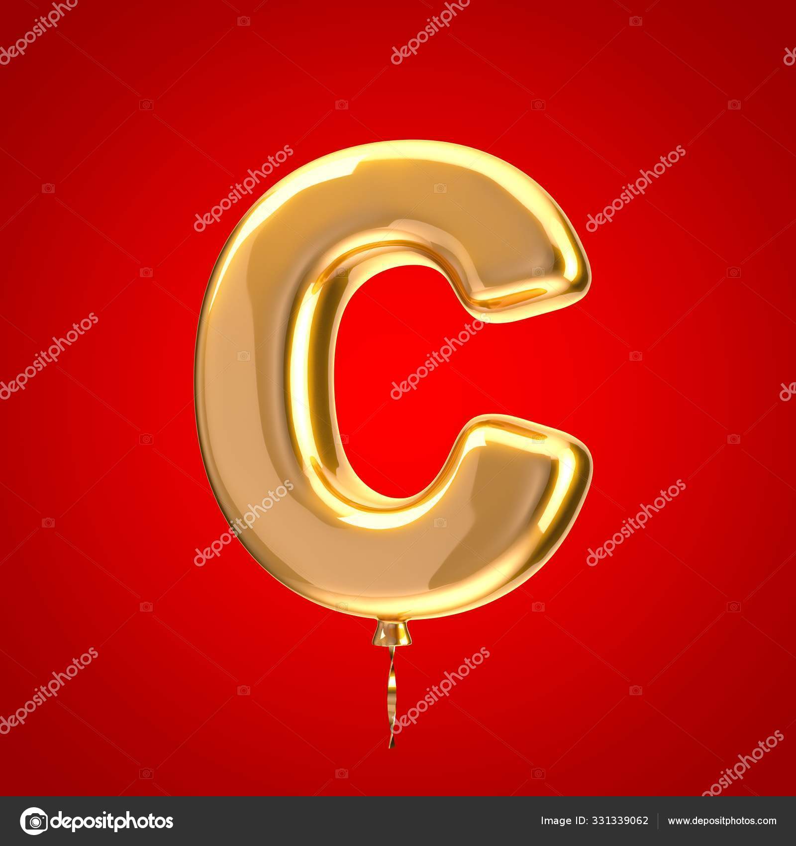 Gold Balloon Font Letter Uppercase Rendered Alphabet Isolated Red ...