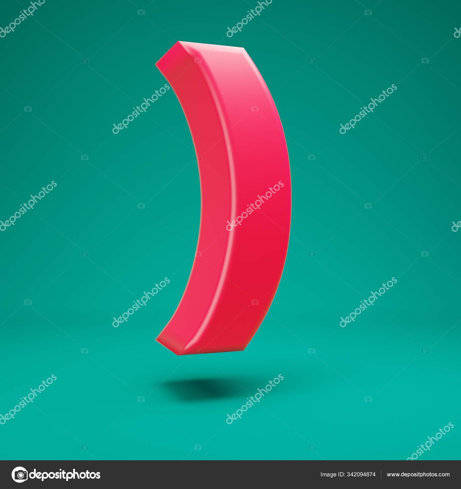 Pink 3d round brackets symbol on mint background — Stock Photo ...