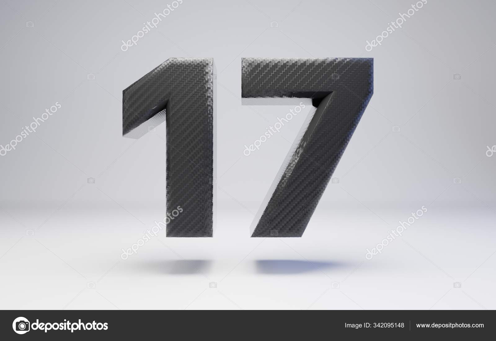 Black carbon fiber number 17 isolated on white. — Stock Photo ...