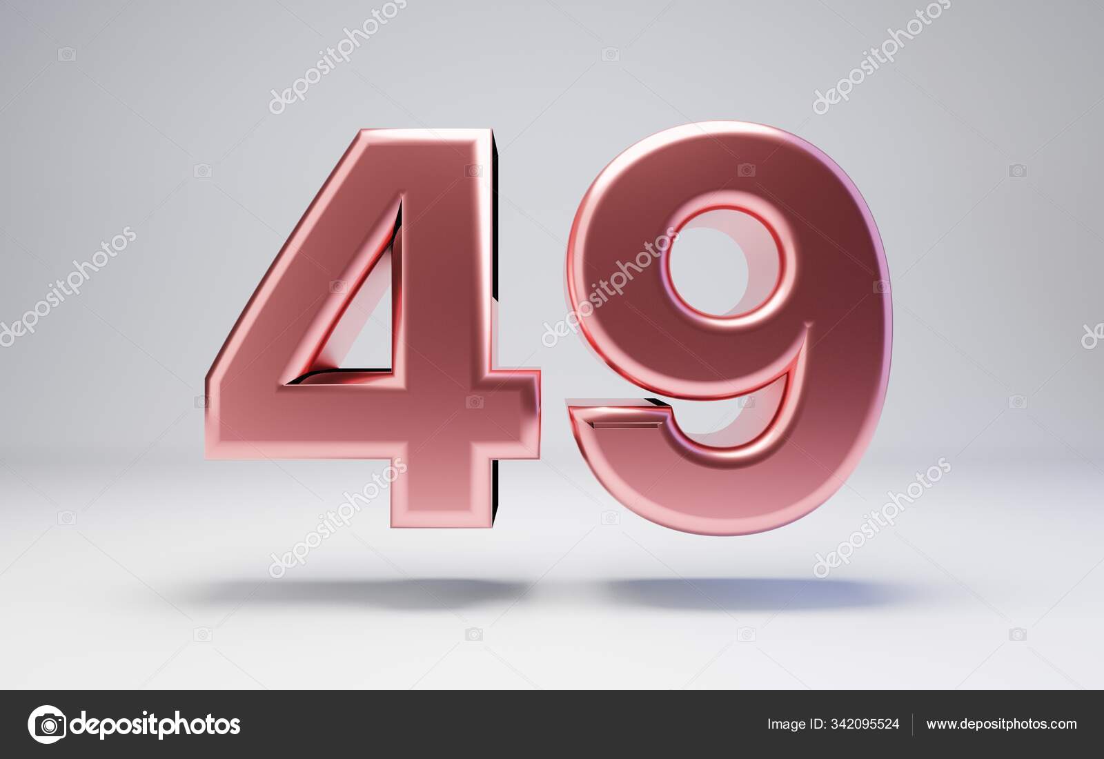 Rose Gold número 49 isolado no fundo branco — Foto © whitebarbie #342095524