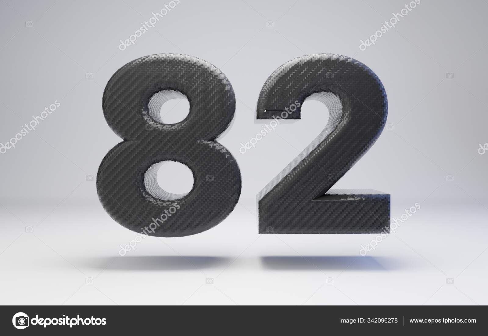Black carbon fiber number 82 isolated on white. Stock Photo by ...