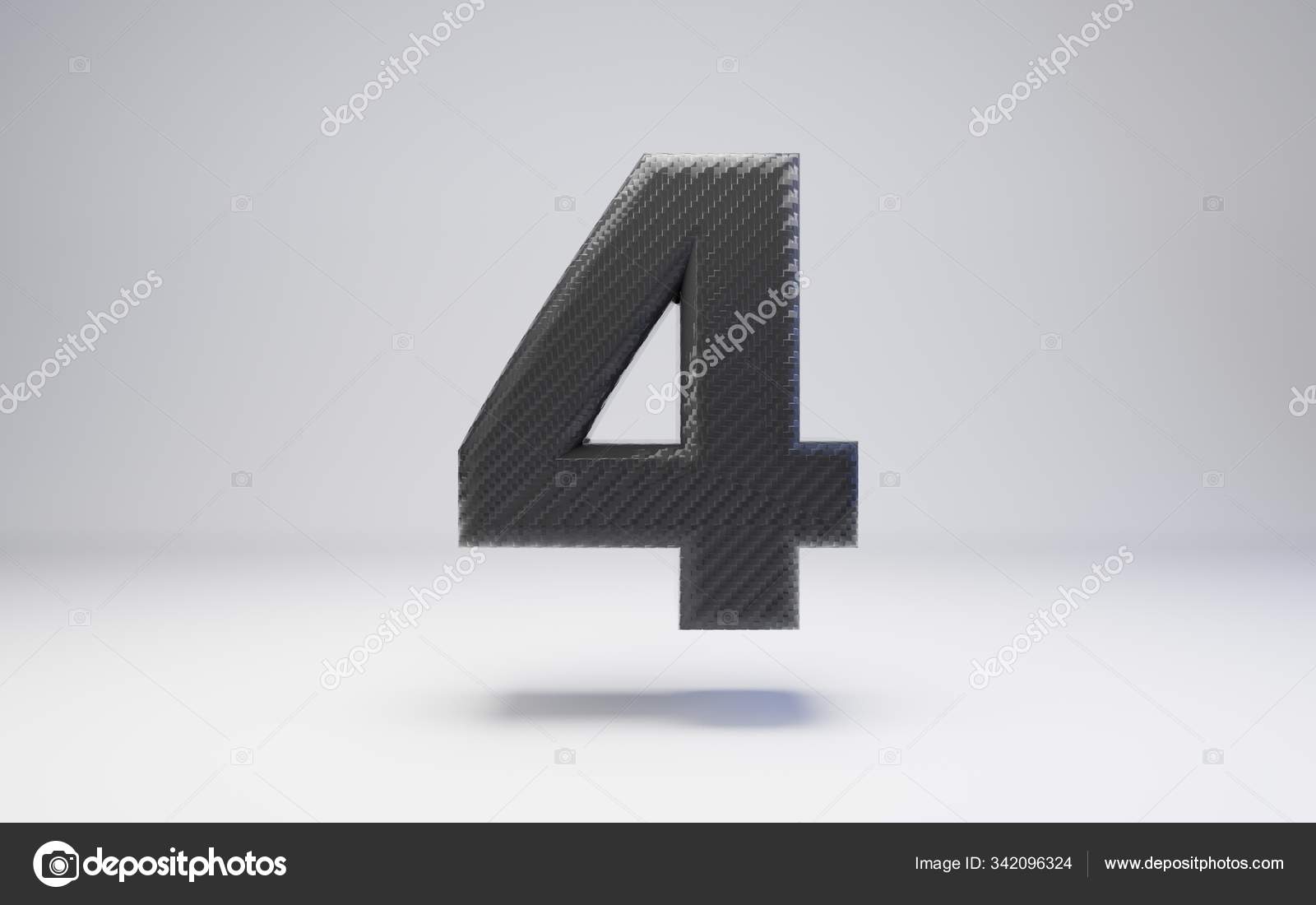 Black carbon fiber number 4 isolated on white. — Stock Photo ...