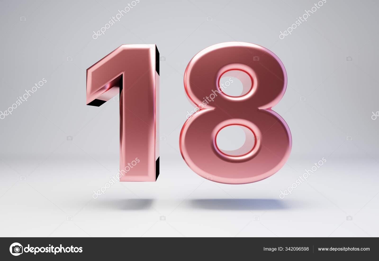 Oro rosa número 18 aislado sobre fondo blanco — Foto de stock ...