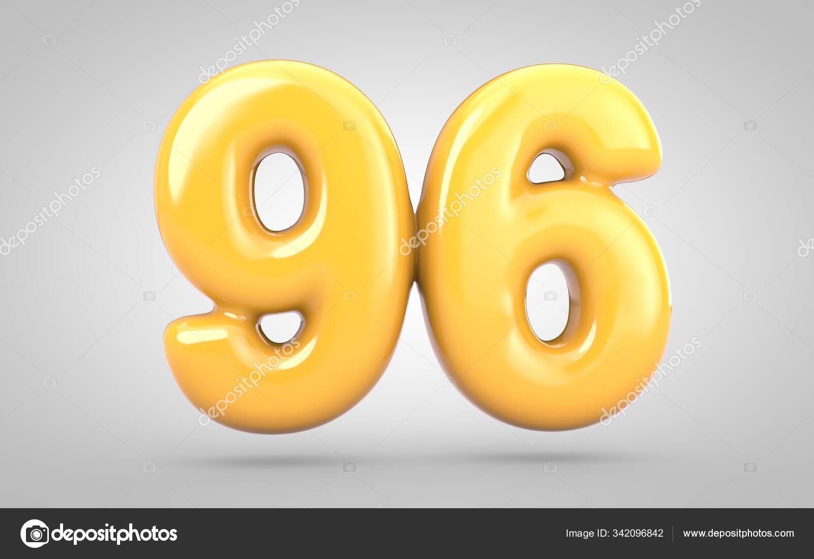 Yellow Bubble Gum number 96 isolated on white background. Stock Photo ...