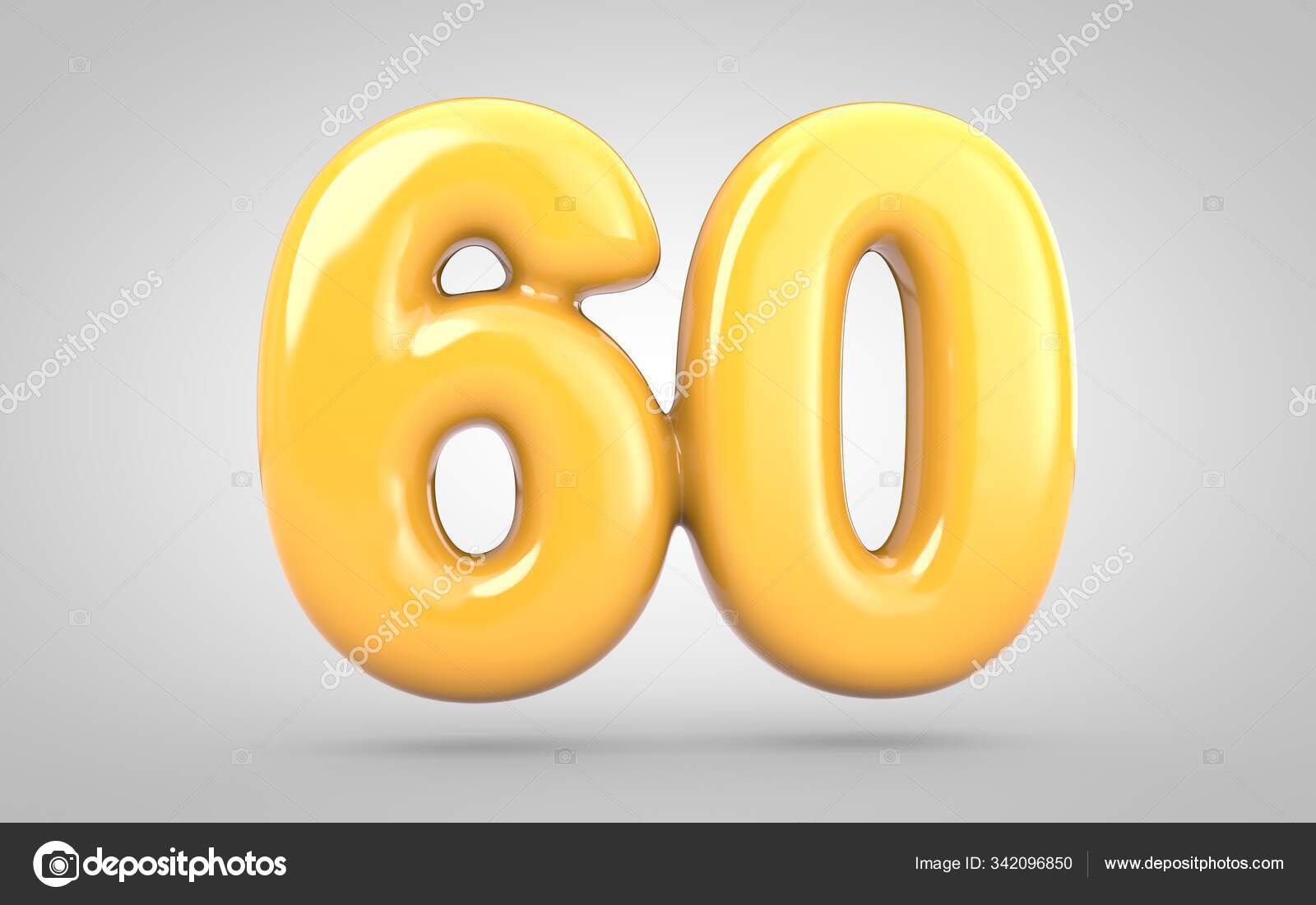 Yellow Bubble Gum number 60 isolated on white background. — Stock Photo ...