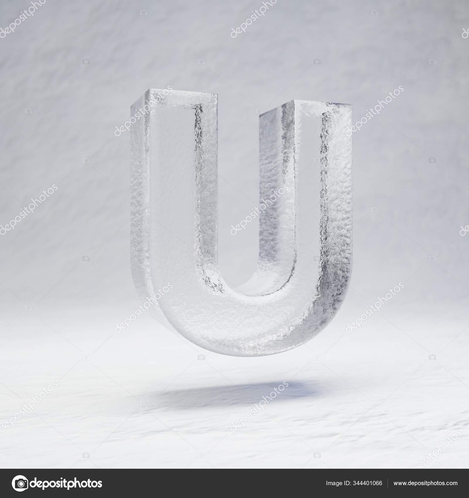 Ice letter U uppercase on snow background. Stock Photo by ©whitebarbie ...