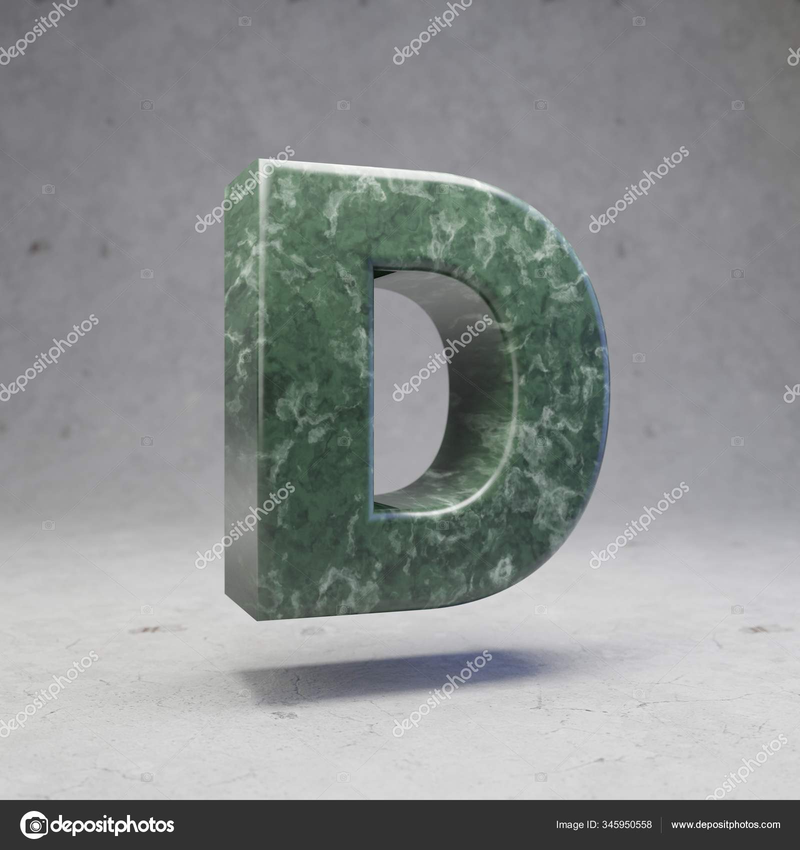 Green Marble Letter Uppercase Concrete Background Rendered Glossy Stone ...