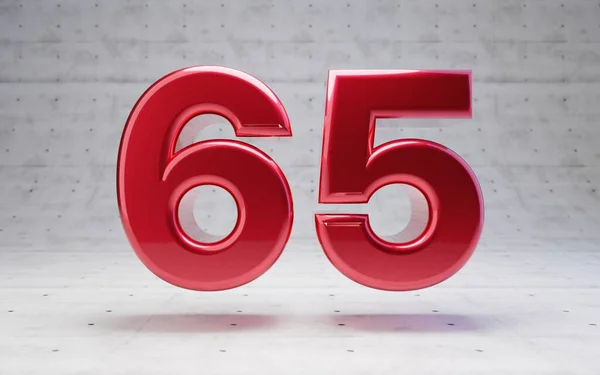 Red Number Metallic Red Color Digit Isolated Concrete Background ...