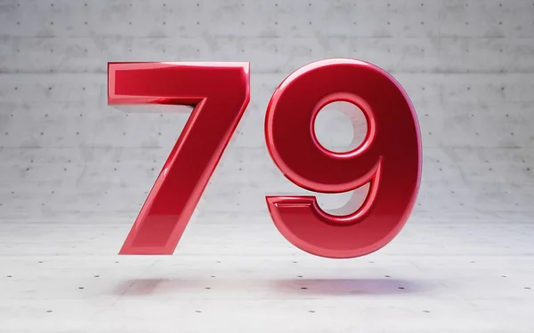 Red Number Metallic Red Color Digit Isolated Concrete Background ...